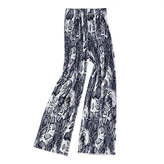 Generic Pantalon long pour femme imprim&eacute; ample, taille haute, droite, jambe large, pantalon &agrave; motifs, yoga, course, poids l&eacute;ger, style urbain, BK5, taille uni