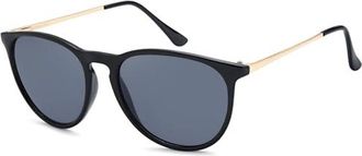 styleBREAKER Lunettes de soleil pour femmes avec grandes lentilles ovales en polycarbonate, monture en plastique et branches en métal 09020085, Monture noire/verre