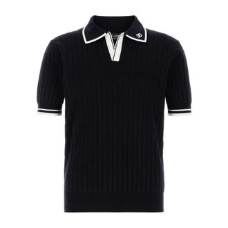 Dolce & Gabbana Strick-Poloshirt - - Tops - Herren - Blau - M