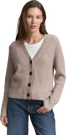 Tom Tailor Damen 1047696 Cardigan mit Rippstruktur, 38330-Soft Taupe Melange, XXL