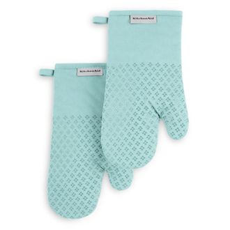 KitchenAid Asteroid Ofenhandschuh-Set, 2 St&uuml;ck, Mineralwasser, Aqua, 17,8 x 31,8 cm