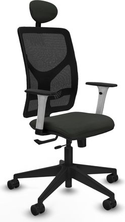 Piqueras y Crespo B&uuml;rostuhl schwarz mit wei&szlig;en und schwarzen Armlehnen, h&ouml;henverstellbare Lendenwirbelst&uuml;tze und festes Kopfteil, ausgestattet mit Syncro/Traslack. Schw