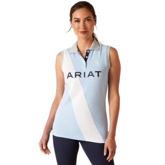 Ariat Womens Taryn Sleeveless Polo Shirt Shirt in Chambray Blue, Size Large, by Ariat