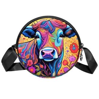 Generic Sac &agrave; bandouli&egrave;re rond pour femme, petit sac &agrave; bandouli&egrave;re avec fermeture &eacute;clair et bretelles r&eacute;glables style d&eacute;contract&eacute; pour femmes et filles