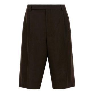 Saint Laurent Bermuda Shorts aus geb&uuml;rstetem Wollflanell - - Shorts - Herren - Braun - XL
