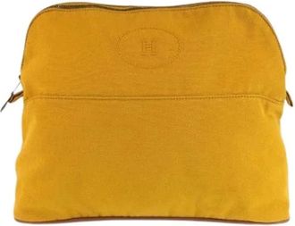 Herm&egrave;s Pre-owned Pochette Cosm&eacute;tique Bolide en Toile - Femme - Pre-owned - Jaune - Taille: ONE Size