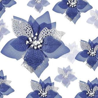 Boao Weihnachts-Glitzerblumen, Weihnachtsstern, künstliche Weihnachtsblumen, Verzierungen für Hochzeit, Weihnachtsbaum, Neujahr, Marineblau, 24 Stück
