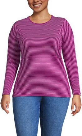 Lands End Shirt aus Baumwolle/Modal-Mix mit Rundausschnitt, Damen, Größe:52-54 plus, Pink, Elasthan/Baumwolle Modal, by Lands End