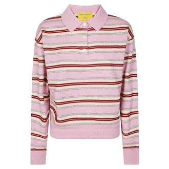 Guest In Residence Collegiate Stripe Polo - - Knitwear - Damen - Rosa - S