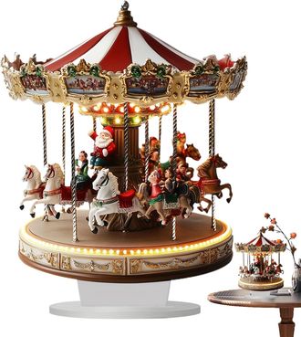 Generic Karusselldekoration | Traditionelles 2D Weihnachtskarussell | Weihnachtsdorfhaus, Tischdekoration innen, Festliche Ornamente, Weihnachtsdekoration, sa