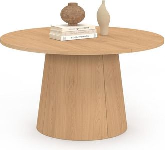 IDMarket Idmarket - Table basse ronde ANGELE 70 cm - Pied central en bois effet h&ecirc;tre - Style moderne pour salon contemporain - Dimensions 70x70x40 cm