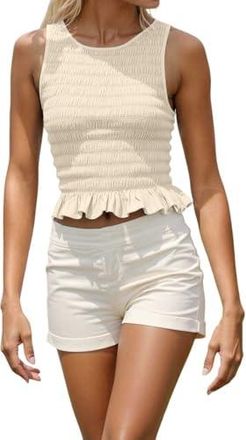 Generic D&eacute;bardeur Femme Maillot De Corps Haut d&eacute;contract&eacute; &agrave; &eacute;paules Froides pour Femmes avec Un Design nou&eacute; dans Le Dos id&eacute;al pour des journ&eacute;es d&eacute;t&eacute; ou des so