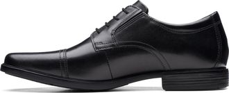 Clarks Unisex Howard Cap Shoes, Black Leather, 39.5 EU