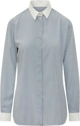 Tom Ford Femme, Blouses et Chemises, Multicolore, Taille: 36 FR Chemise en soie ray&eacute;e avec d&eacute;tails contrastants