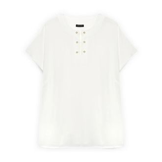 Fiorella Rubino Viskose T-Shirt mit Perlen-Detail - - Blouses & Shirts - Damen - Wei&szlig; - 2XL