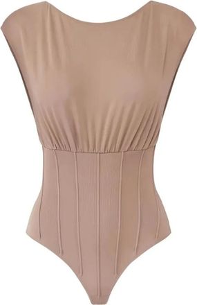 Elisabetta Franchi Femme, Tops, Beige, Taille: 40 FR Body Argilla 229