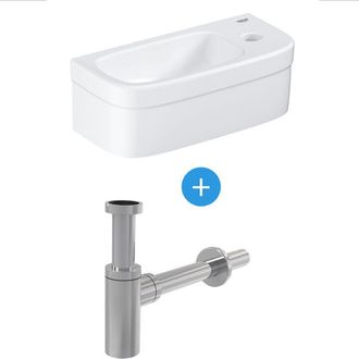 GROHE Euro-Keramik-Handwaschbecken-Set 370 x 180 mm + Siphon aus verchromtem Metall Alca (39327000-SET) - Grohe