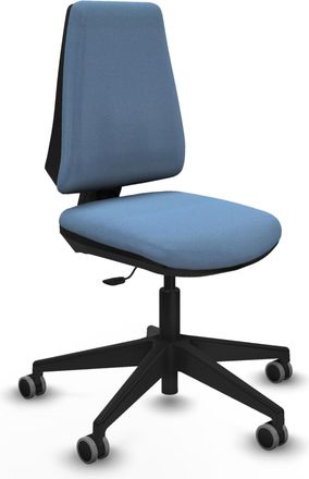 Piqueras y Crespo Elche B&uuml;rostuhl ohne Armlehnen, ausgestattet mit Permanentkontakt und Schneideschaum, 65 mm Rollen, Parkett, Himmelblau