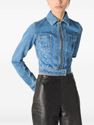 Marine Serre Cropped Denim Jacket - Blue
