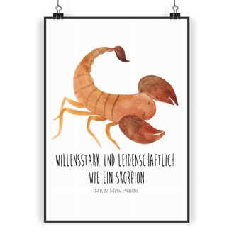 Mr. & Mrs. Panda Bild Sternzeichen Skorpion DIN A4 - Geschenk, Wandbild, Geburtstag Oktober, Skorpione, Poster, Plakat, November, Posterdruck, drucke