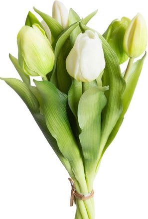 Botanic-Haus k&uuml;nstliches Tulpenb&uuml;ndel/k&uuml;nstlicher Tulpenbund Sandy mit 4 Tulpen und 3 Tulpenknospen Farbe: gr&uuml;n-Creme real Touch