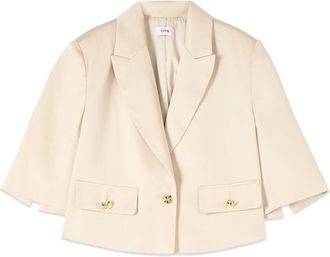 Oltre Femme, Vestes, Beige, Taille: 42 FR Veste Courte en Lyocell avec Boutons Bijoux