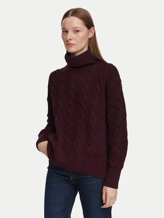 Barbour Rollkragenpullover Agatha LKN1803RE91 Dunkelrot Relaxed Fit