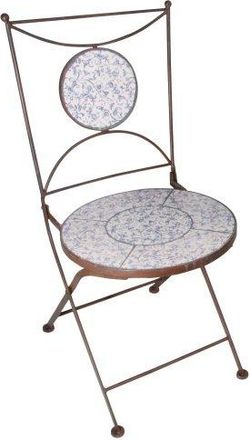 Esschert Design Aged Ceramic Stuhl, weiß/blau, 42x54.2x88.5 cm, AC90