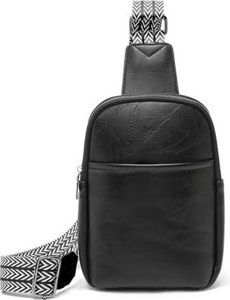 Miss Lulu Sac Bandouli&egrave;re Femme, Petite Sacoche T&eacute;l&eacute;phone Antivol en Cuir PU, L&eacute;ger Sac Bandouli&egrave;re pour Voyage, Quotidien et Shopping (1-2 Noir)