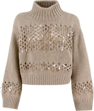 Brunello Cucinelli Femme, Pulls, Brun, Taille: 40 FR Pull en Laine Vierge