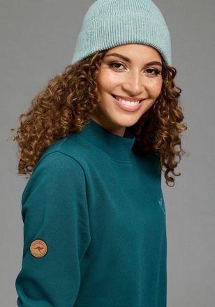 Kangaroos Longsweatshirt mit Rippkragen, aus Baumwolle und Polyester, po-bedeckende L&auml;nge