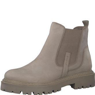 Marco Tozzi Damen Chelsea Boots aus Leder Blockabsatz, Braun (Taupe Nubuck), 39