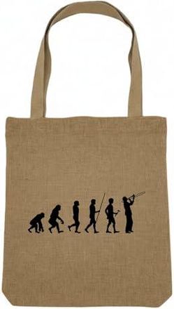 Fabulous Sac Shopping Tote Bag Aspect Lin - Evolution Trombone Musique Instrument Musicien - Sac de Courses Toile Epaisse 360g Beige Naturel Cabas Port&eacute; Epaule