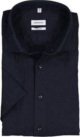 Seidensticker Seidensticker Herren Kurzarmhemd blau Leinen