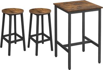 Vasagle Ensemble Table Haute avec 2 Tabourets de Bar, Table de Bar Carr&eacute;e, Table de Cuisine, Chaises de Bar, Chaise de Cuisine, Cadre en M&eacute;tal