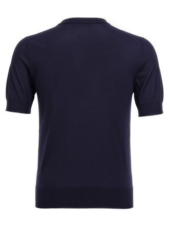 Dolce & Gabbana Tone-on-Tone Logo-Embroidered Silk Sweater - Navy