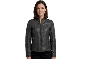 Maddox Lederjacke Jecki MADDOX - Damen Lederjacke Lammnappa schwarz anthrazit