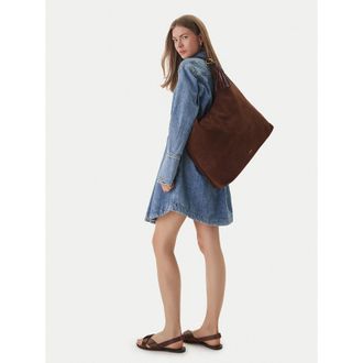 Tommy Hilfiger Handtasche Tommy Hilfiger Th Statement Leather Hobo Suede AW0AW18403 Braun