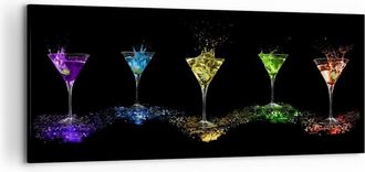 Arttor Wandbilder Dekoration Wohnzimmer Cocktail trinken Alkohol Glas Panorama Bilder auf Leinwand 120x50cm Leinwandbild Schlafzimmer Wand Kunstdruck Art Gro