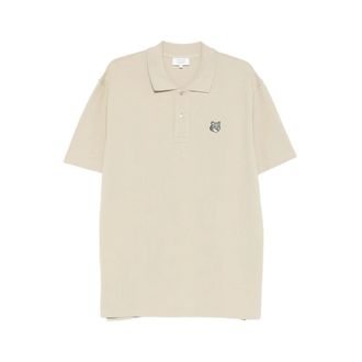 Maison Kitsun&eacute; Homme, Tops, Beige, Taille: 2XL Fox Head Comfort Polo
