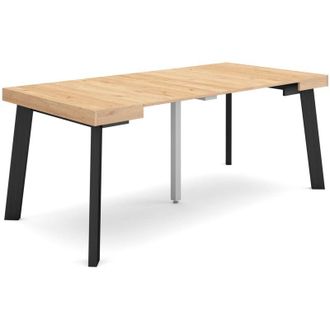 Skraut Home Ausziehbarertisch, Multifunktionaler ausziehbarer, 180, F&uuml;r 8 G&auml;ste, H&ouml;lzerne Beine, Moderner Stil, Eiche - Skraut Home