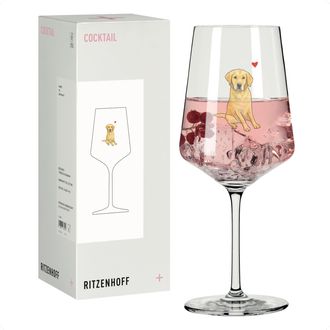 Ritzenhoff 8106009 Cocktail Glas 500 ml, Serie Petfluencer - mit liebevoll illustriertem Hundemotiv - Made in Germany