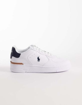 Polo Ralph Lauren Masters - Court-Sneaker aus Leder in Wei&szlig; und Marineblau