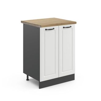 Vicco Küchenunterschrank R-Line, Weiß Landhaus/Anthrazit, 60 cm, AP Eiche
