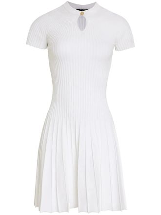 Balmain Minikleid aus geripptem Strick - Weiß
