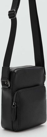 Mango Sac bandouli&egrave;re simili-cuir effet grain&eacute; noir - Homme - Taille unique - MANGO MAN