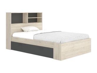Vente-Unique Bett 120 x 190 cm mit Stauraum - Natur & Anthrazit - VARDIEL