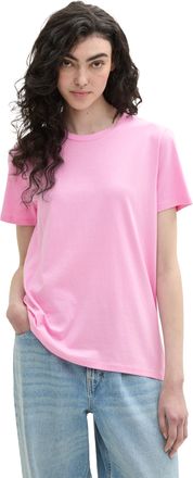 Tom Tailor Damen Basic T-Shirt mit Rundhalsausschnitt, soft summer pink, L