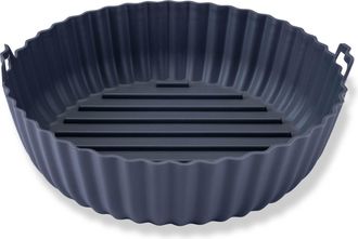 Fackelmann Fackelmann Silikonform für Heißluftfritteuse - 22 cm, Rund, Aschgrau, für knusprige Gerichte ohne Anhaften, Spülmaschinengeeignet