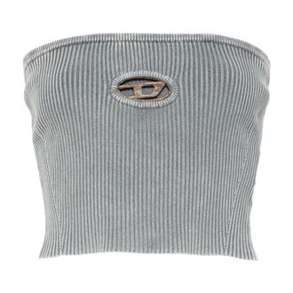 Diesel Geripptes Strick-Tube-Top mit O-Ring-Detail - - Tops - Damen - Grau - M